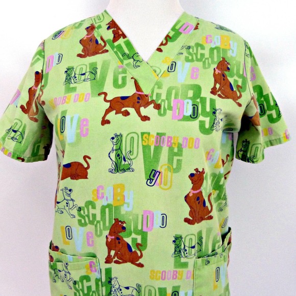 Scooby-Doo! | Tops | Scooby Doo Womens Size S Green Floral Medical ...
